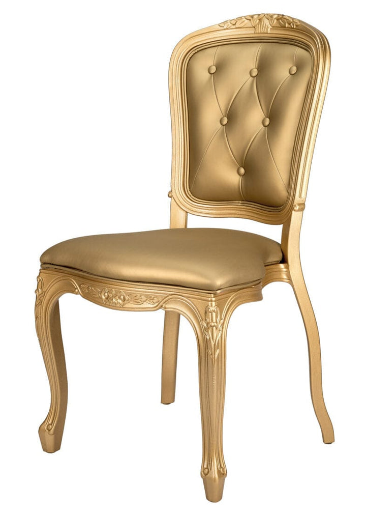 Gold Resin Royal Chair with Gold Vinyl Seat and Tufted Back Similar to