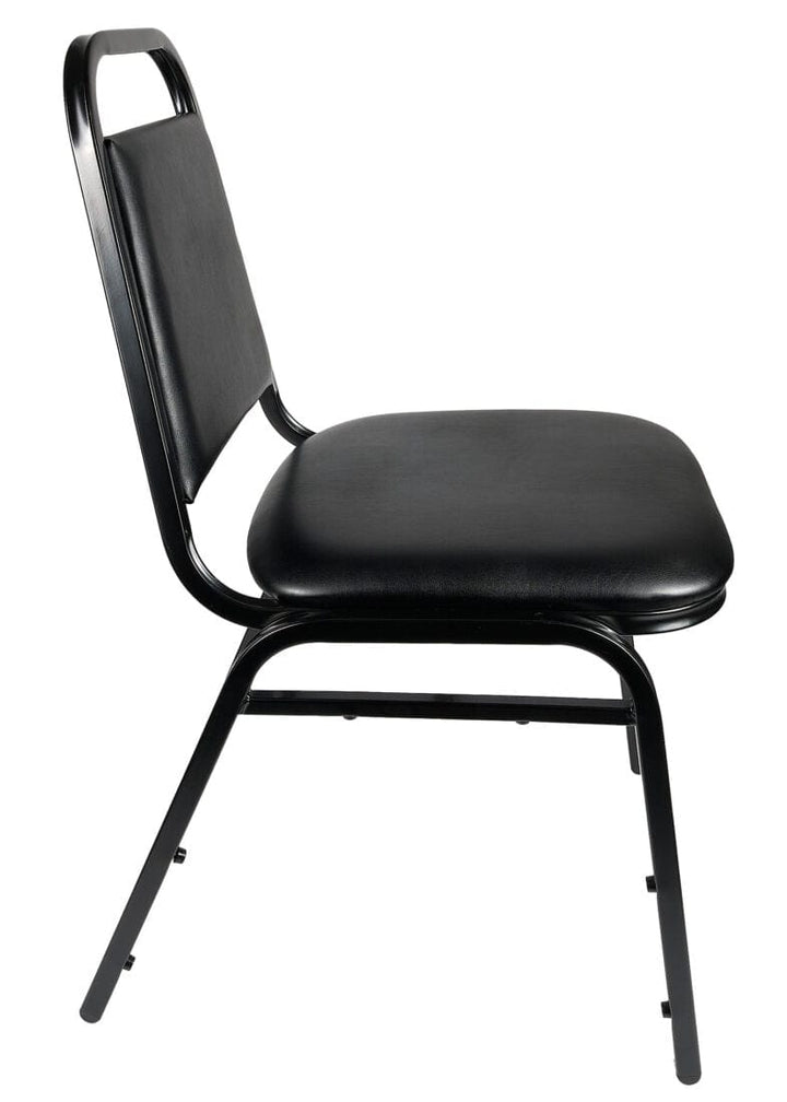 Scratch and Dent Black Vinyl Black Steel Frame Trapezoid Back 34" Banq