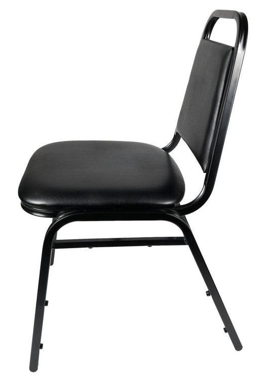 Scratch and Dent Black Vinyl Black Steel Frame Trapezoid Back 34" Banq