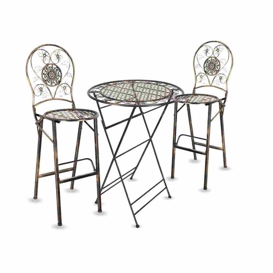 Barcelona Bistro Set in Copper includes 32" Cocktail Table and 2 Round