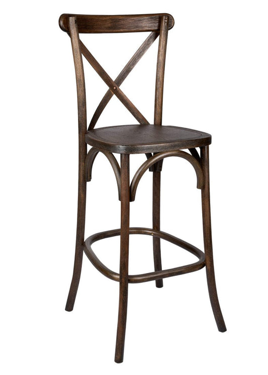 Fruitwood Wood Cross Back Barstool