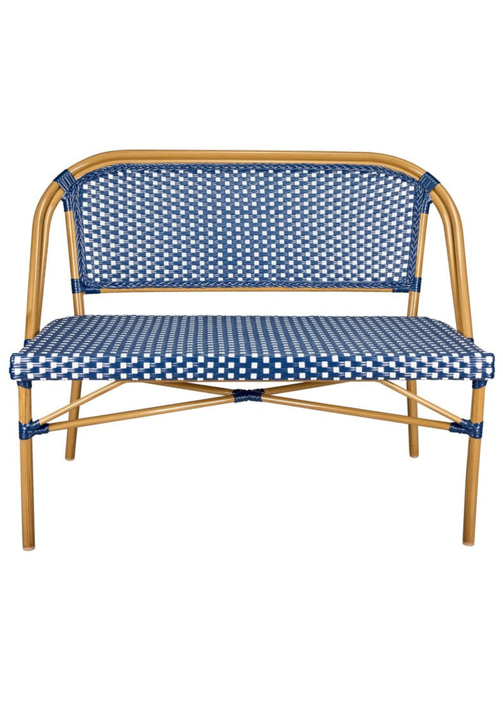 Blue on White Medium Frame Bistro Bench Loveseat