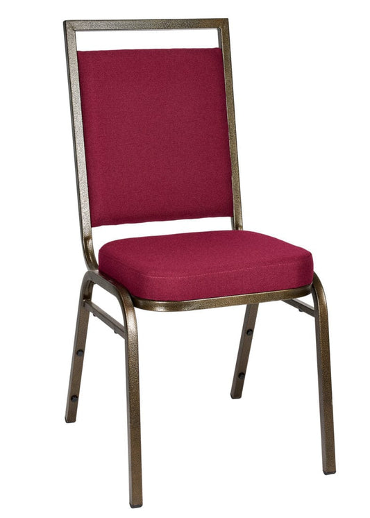 Burgundy Fabric on Gold Vein Frame Square Back Banquet Chair