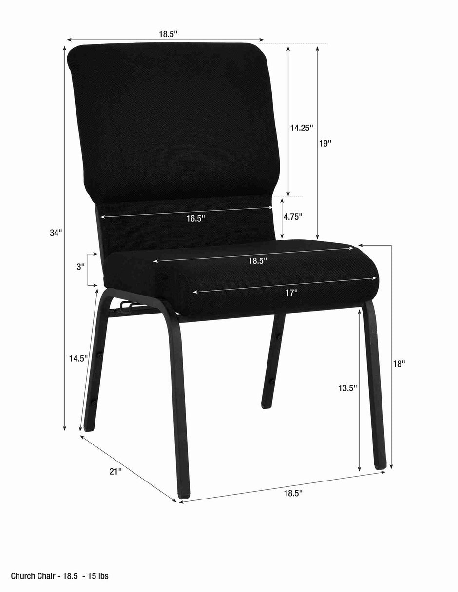 Gray Fabric Church Chair with Cut-Away Back 18.5" Wide Silver Vein Ste