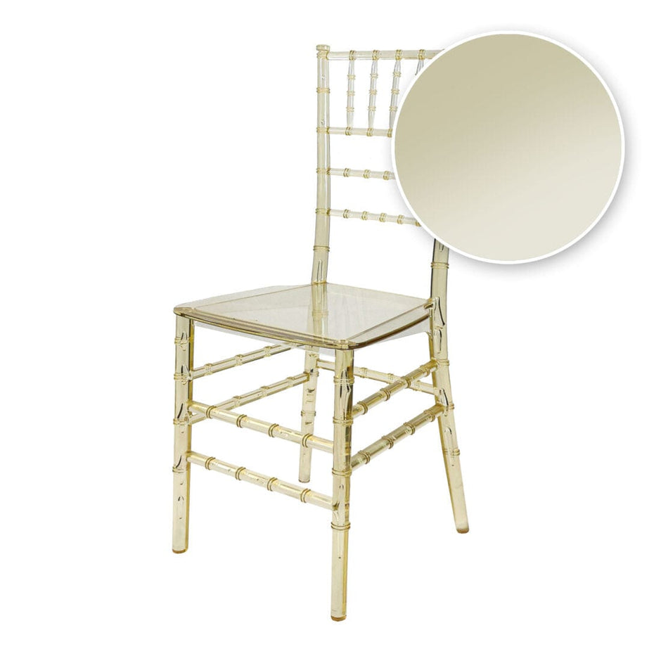 40 Chair Pack Clear Gold Champagne Resin Thin-Seat Chiavari Chair
