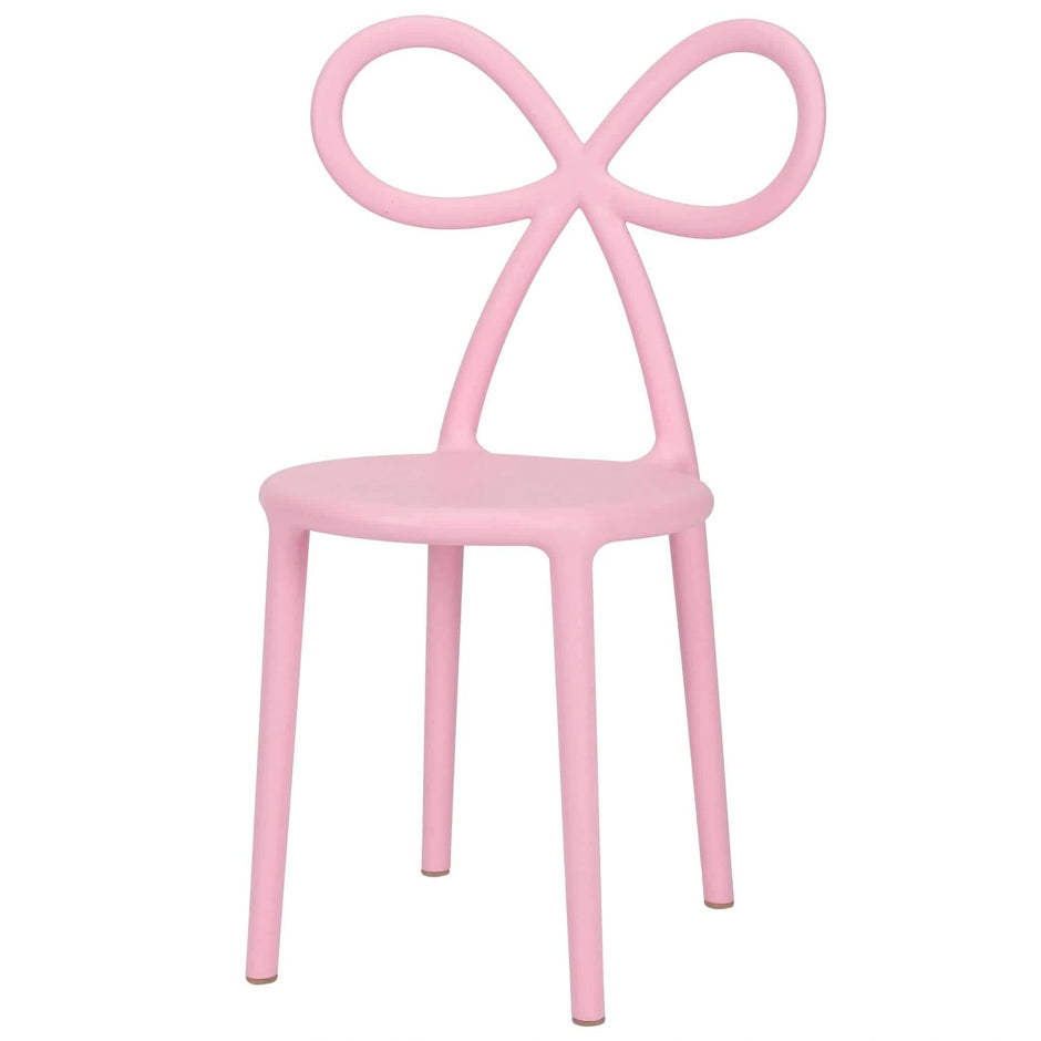 Kids Pink Resin Bow Chair with Round Seat