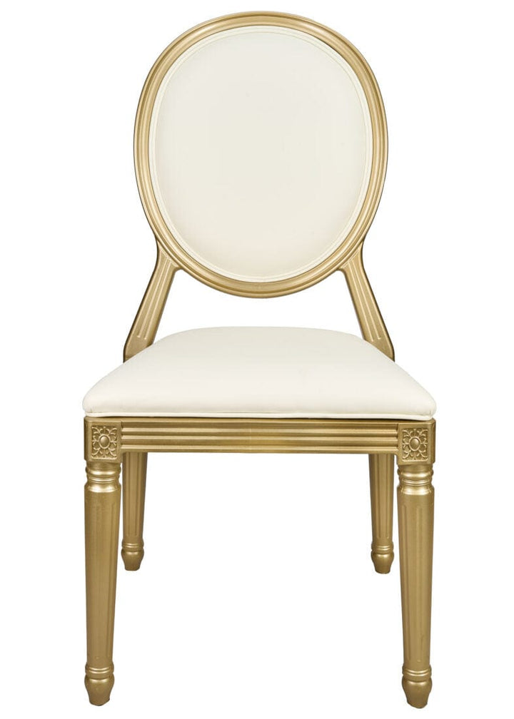 Gold Resin Louis Pop Chair Ivory Vinyl Back and Seat