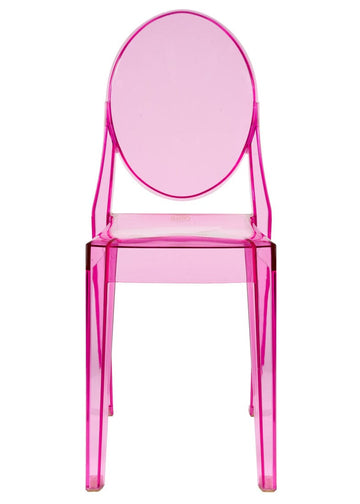 Fuchsia Clear Resin Oval Back Victoria Ghost Chair