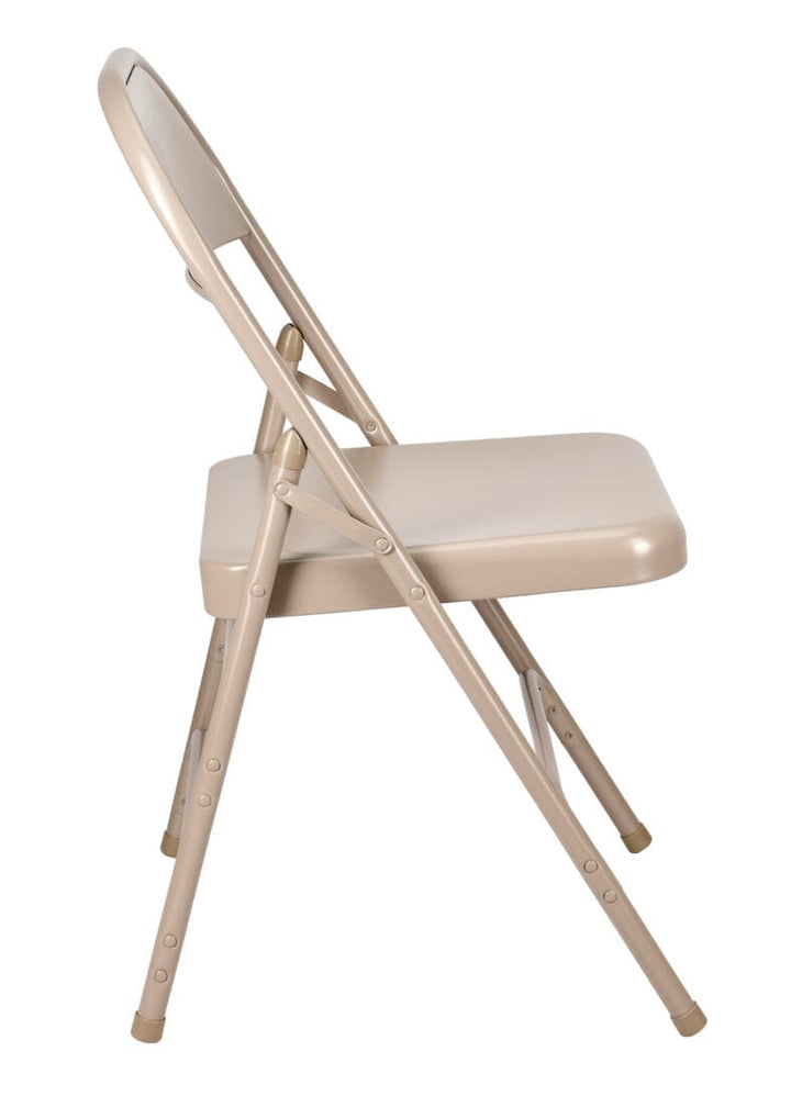 100 Beige Metal Folding Chairs + 12 Plastic Round Table Kit