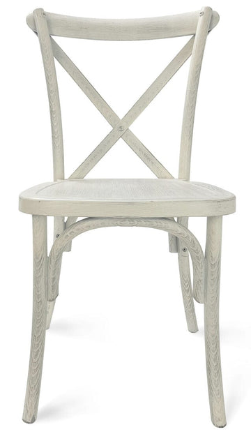 White Distressed ToughResin™ Cross Back Chair