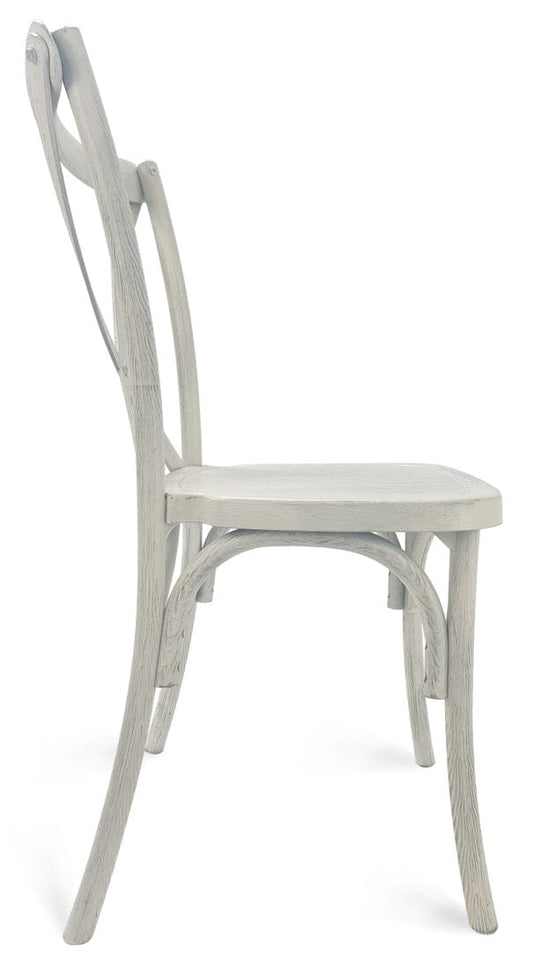 White Distressed ToughResin™ Cross Back Chair